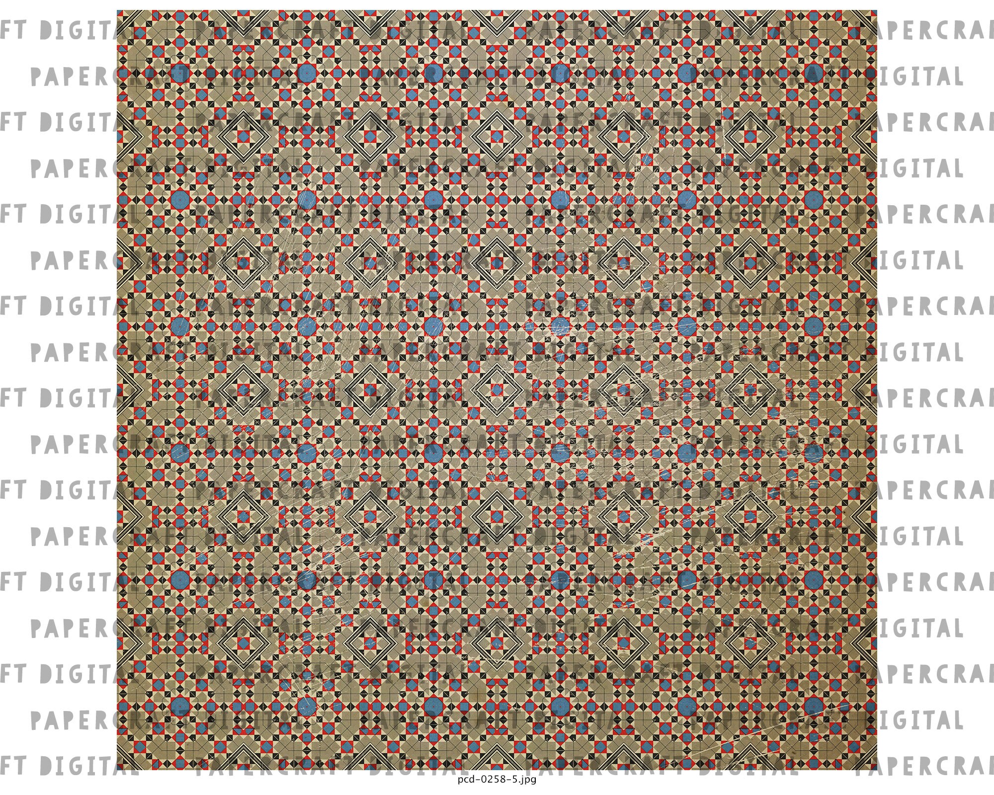 Vintage Scrapbook Printable Paper Old Geometric Pattern | Etsy