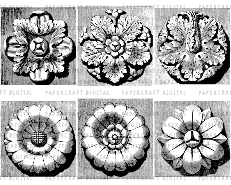 Old Ancient Roman Rosettes | Decorative Motif | Digital Transparent PNG ...