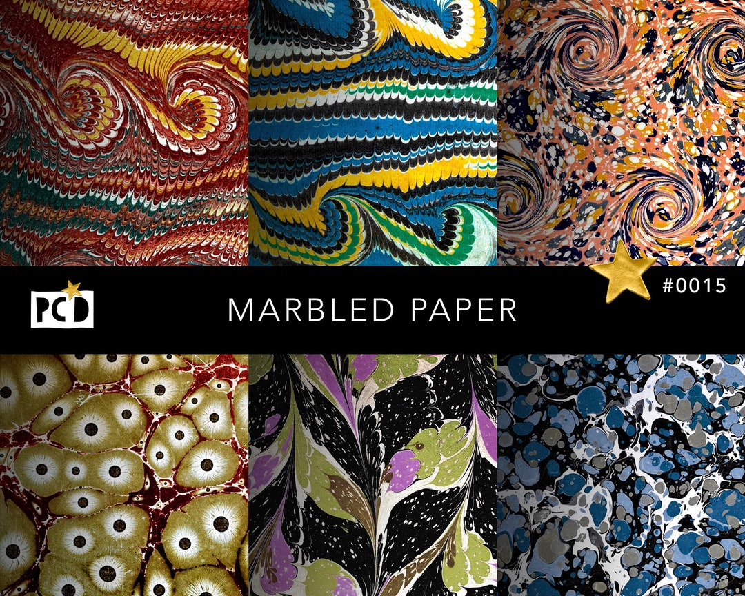 Antique Marbled Paper Digital Pack | Vintage Endpaper Texture ...