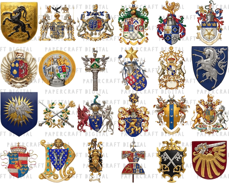 161 Medieval Heraldry Shields PNG | Antique Coat of Arms Clipart ...