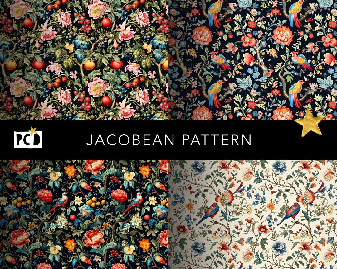 Jacobean Pattern 17th Century Old English Fabric Print Seamless - Etsy