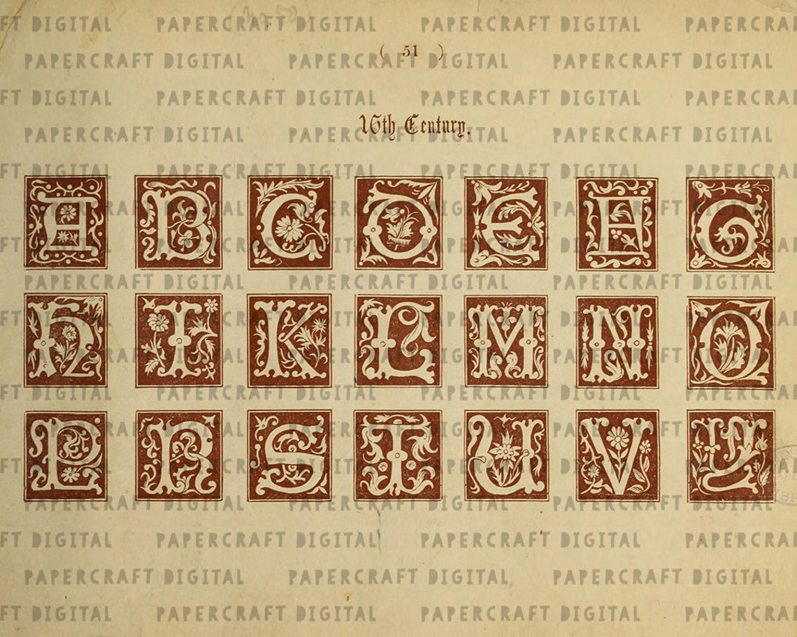 Old Medieval Illuminated Initials Medieval Alphabet | Etsy