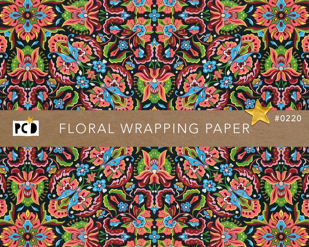 Vintage Scrapbook Printable Paper | Old Hippie Flower Pattern ...