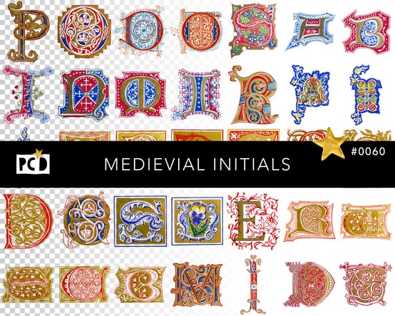 Old Medieval Illuminated Initials Medieval Alphabet - Etsy