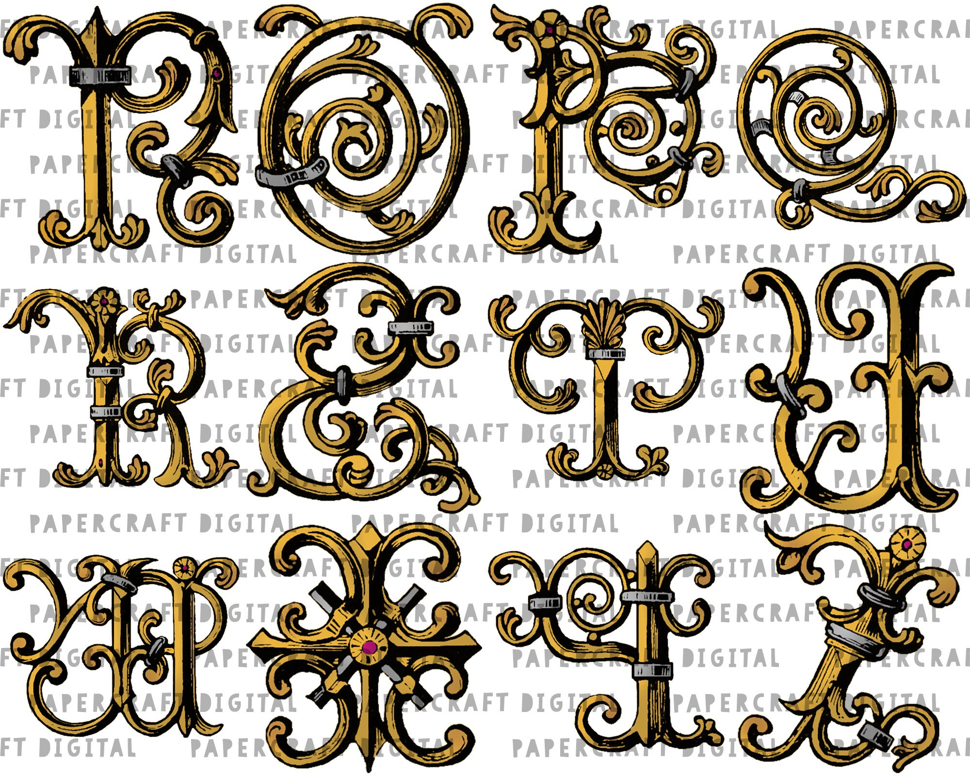 Old Medieval Illuminated Initials Medieval Alphabet - Etsy