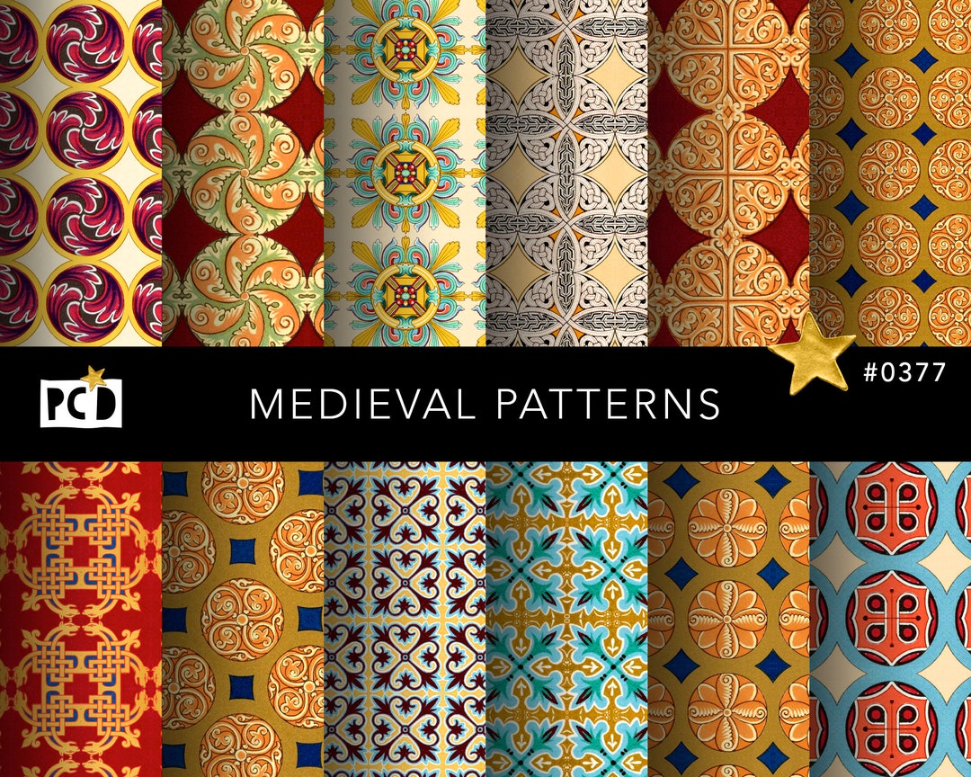 Medieval Printable Paper Patterns Old Middle Ages Seamless Decorative ...