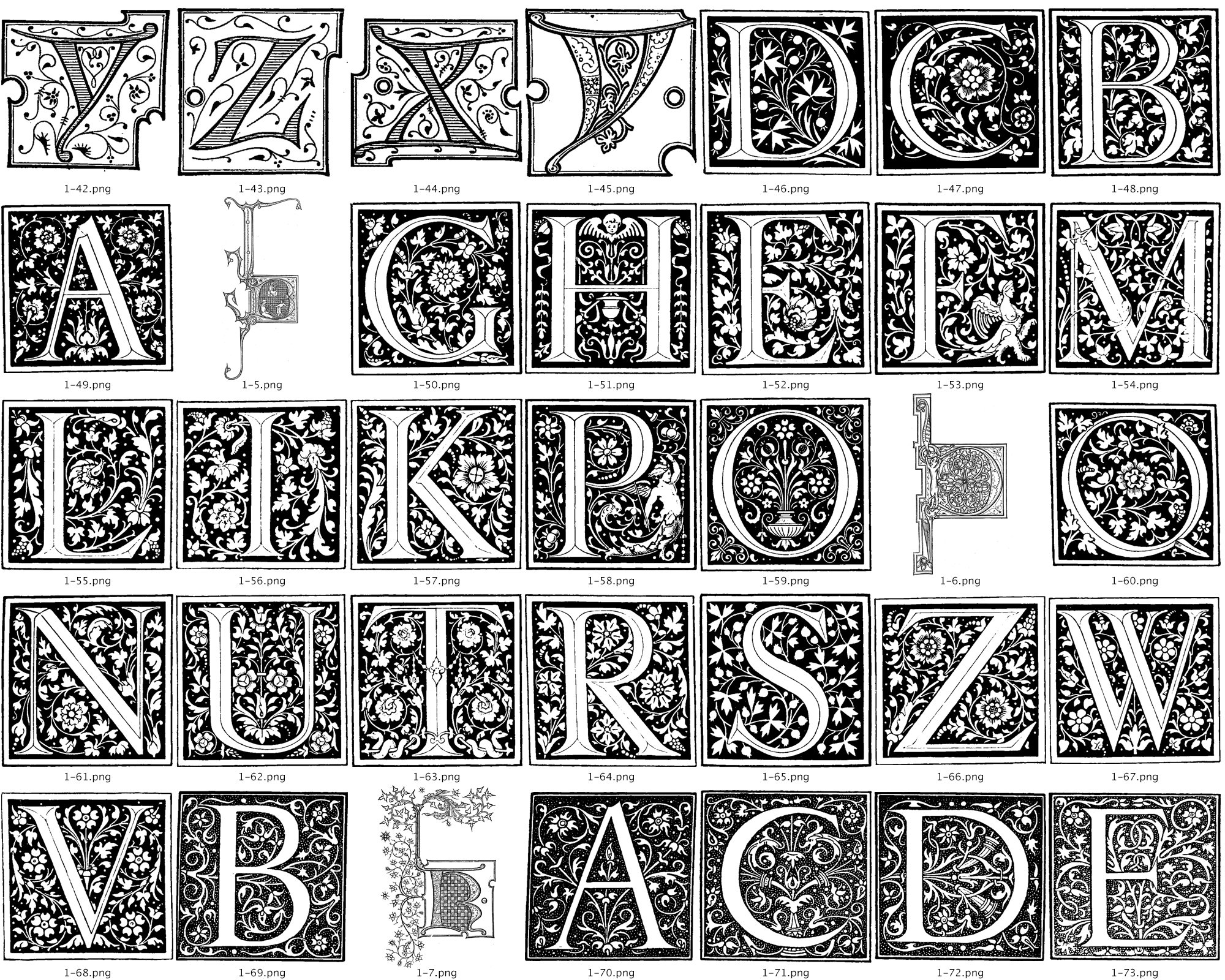 Old Medieval Illuminated Initials Medieval Alphabet | Etsy