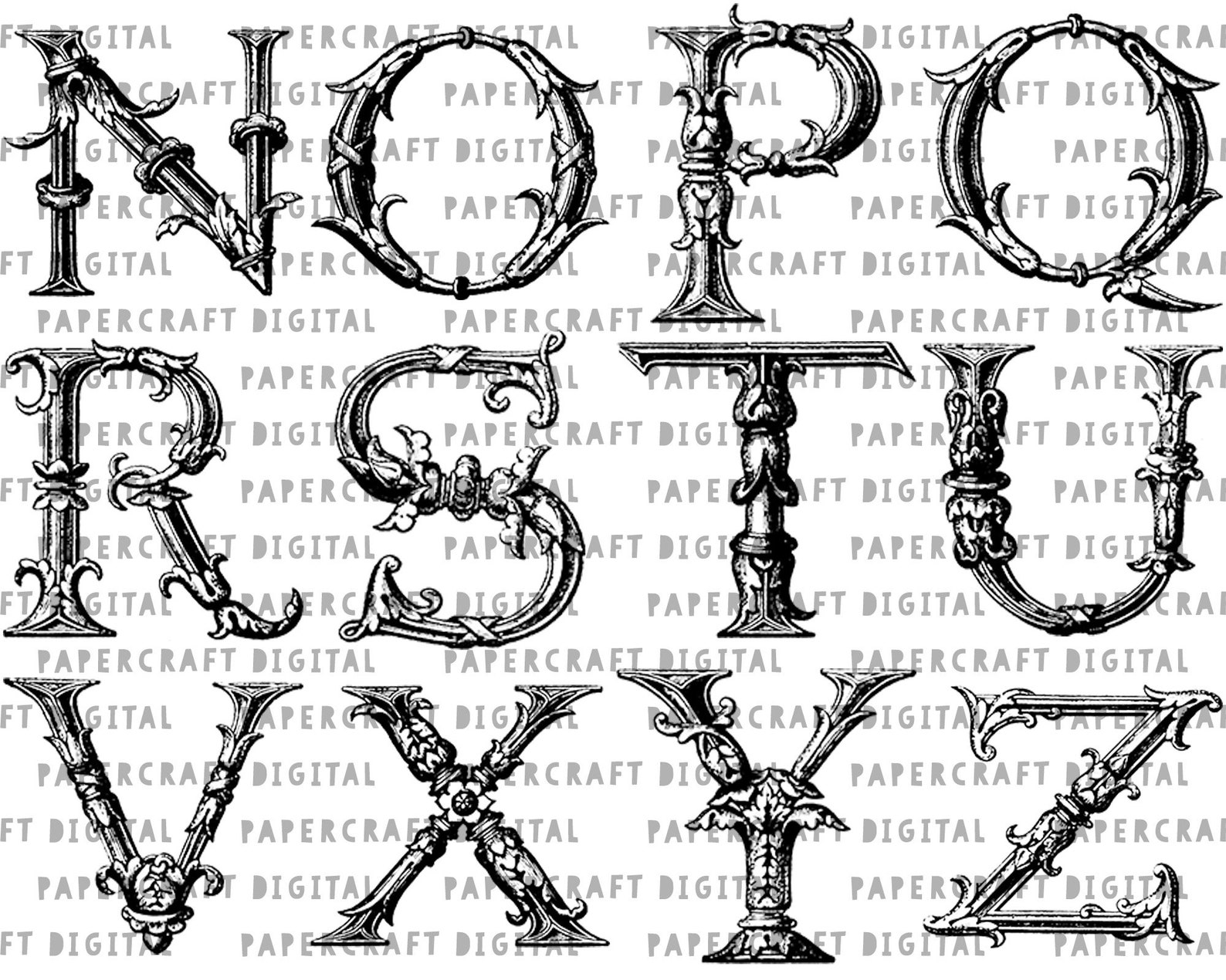 Old Medieval Illuminated Initials Medieval Alphabet | Etsy