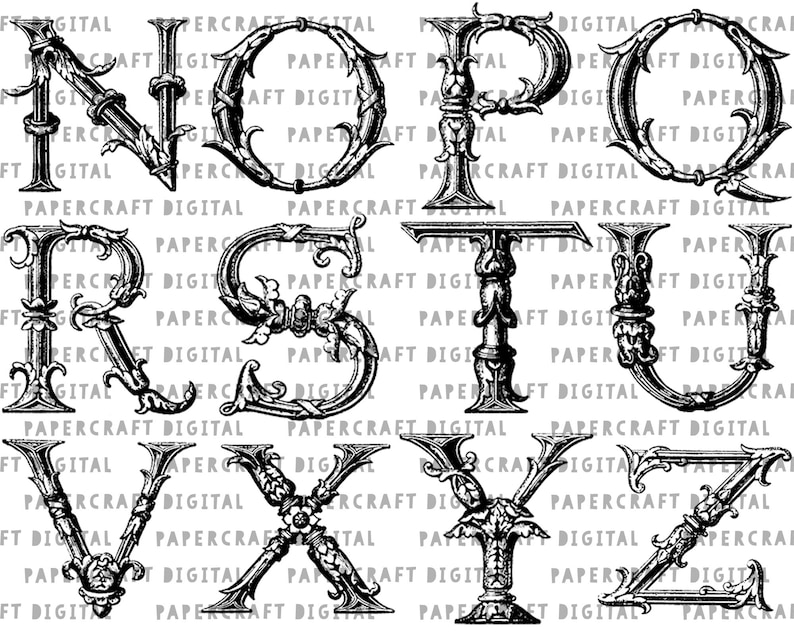 Old Medieval Illuminated Initials Medieval Alphabet | Etsy