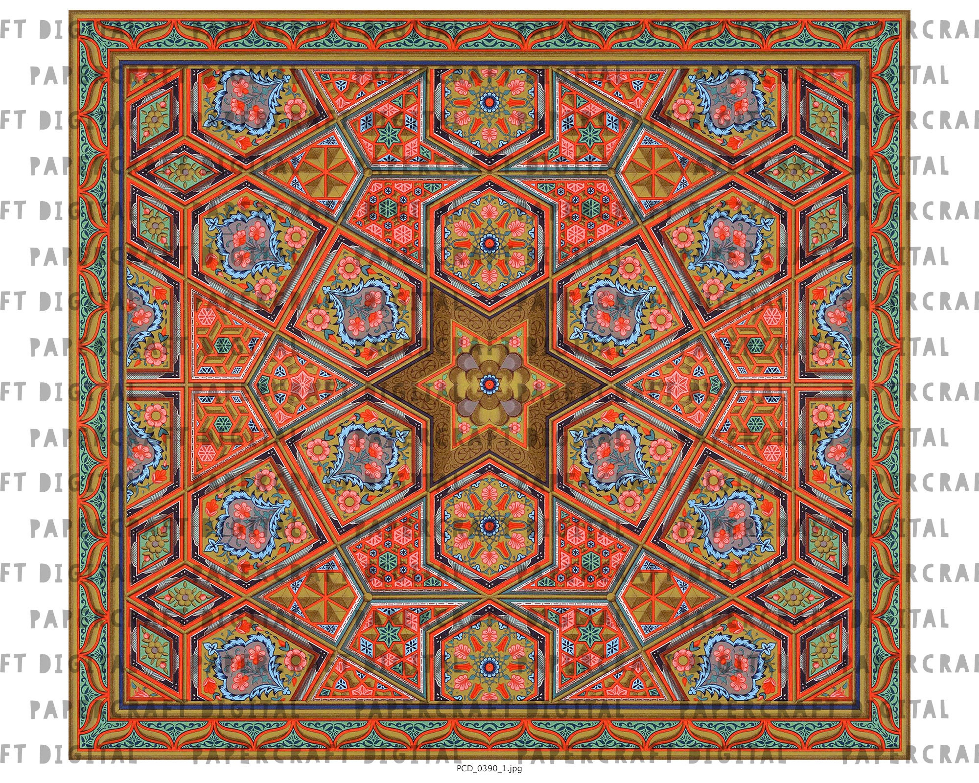 Vintage Islamic Ceiling Pattern Printable Arabian Paper Old Muslim ...