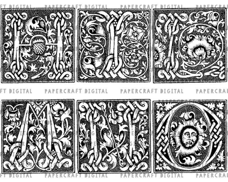 Old Medieval Illuminated Initials Medieval Alphabet - Etsy