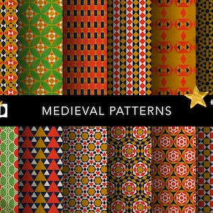 Medieval Printable Paper Patterns | Old Middle Ages Seamless Decorative ...