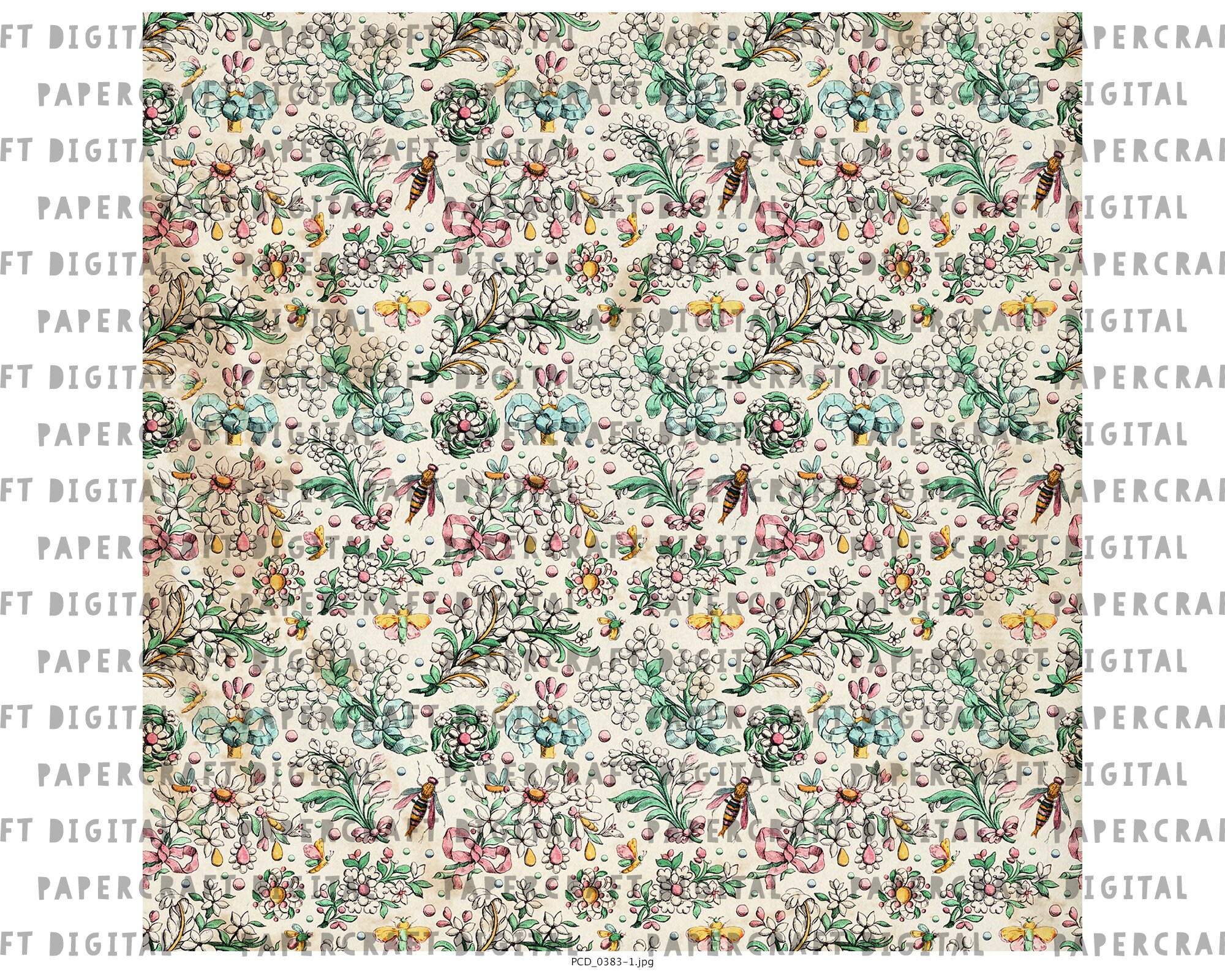 Vintage Floral Rococo Printable Paper | Old Decorative Flower Design ...