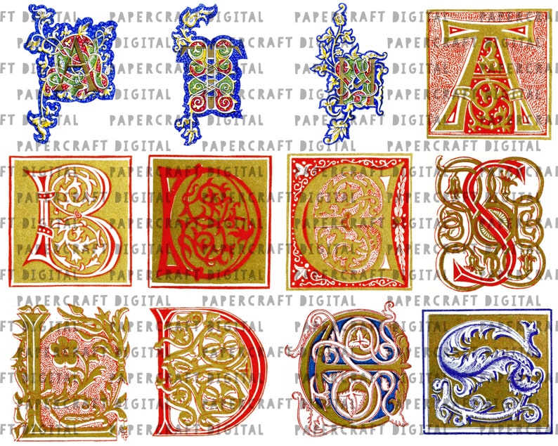Old Medieval Illuminated Initials Medieval Alphabet - Etsy UK