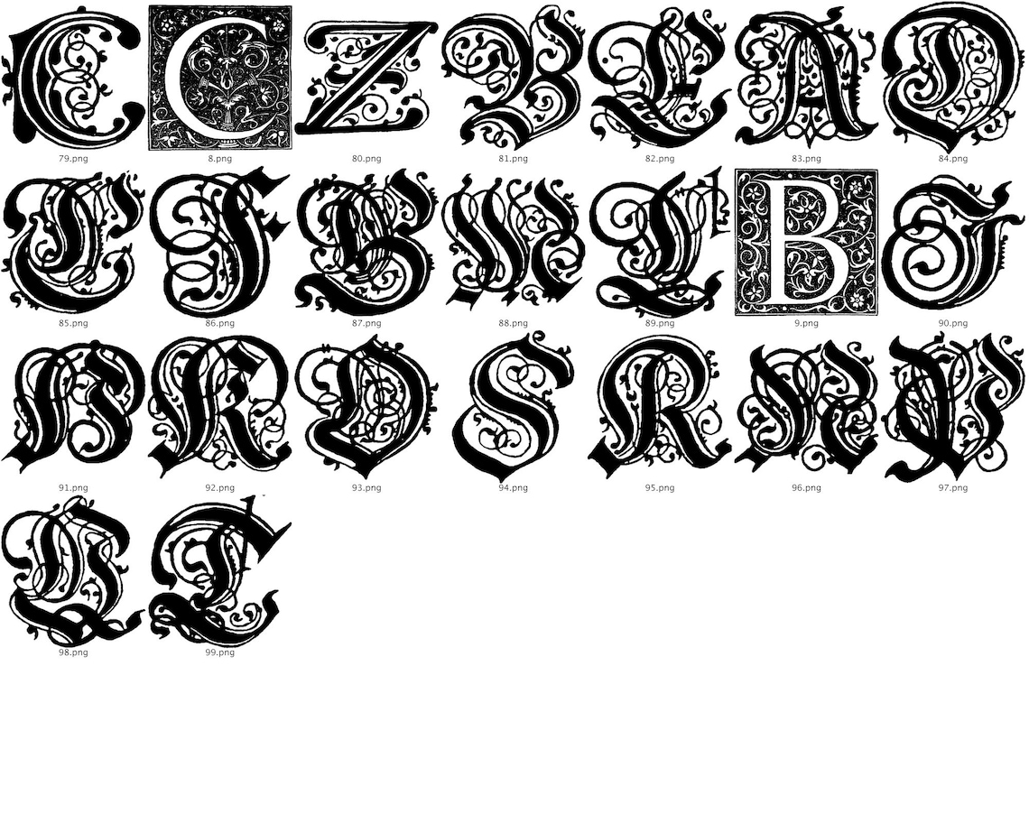 Decorative Antique Capital Letters Ornamental Vintage Lettering ...