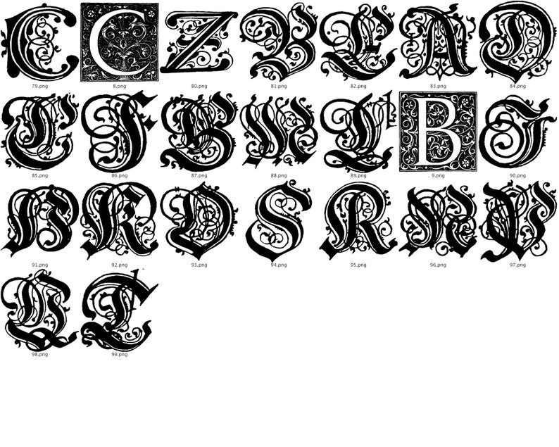 Decorative Antique Capital Letters Ornamental Vintage Lettering ...