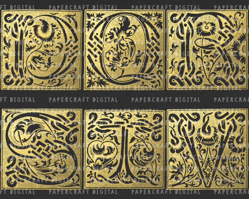 Old Medieval Illuminated Initials | Medieval Alphabet | Decorative Font ...