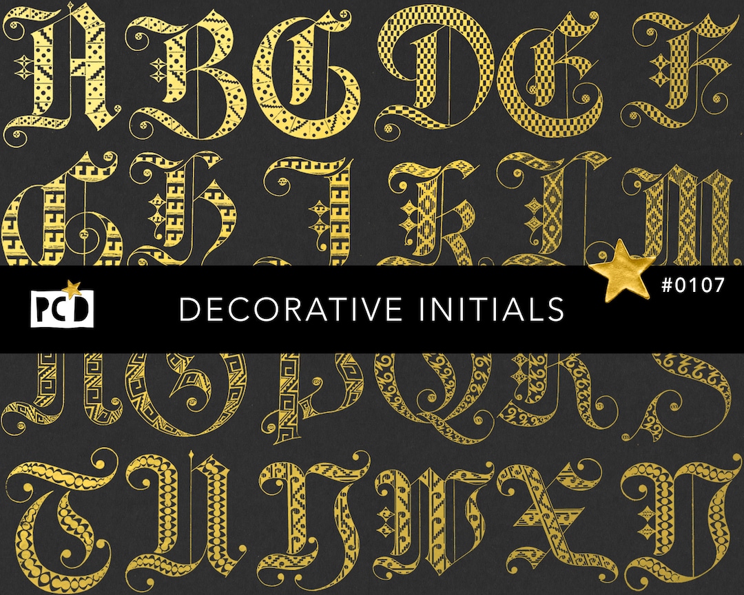 Old Medieval Illuminated Initials | Medieval Alphabet | Decorative Font ...