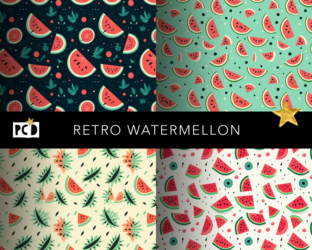 Retro Watermelon Seamless Digital Paper Pack | 300 DPI Tiling File ...