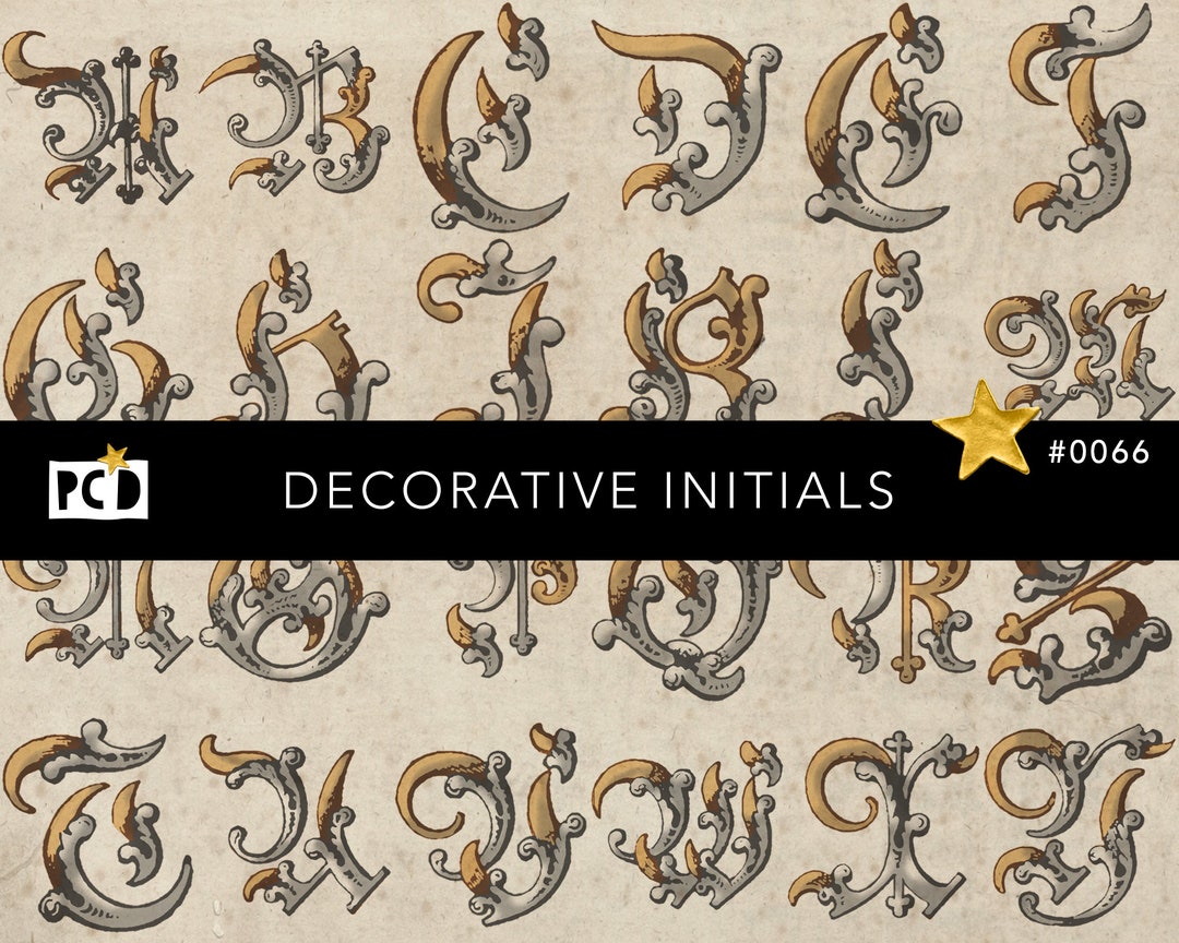 Old Medieval Illuminated Initials | Medieval Alphabet | Decorative Font ...