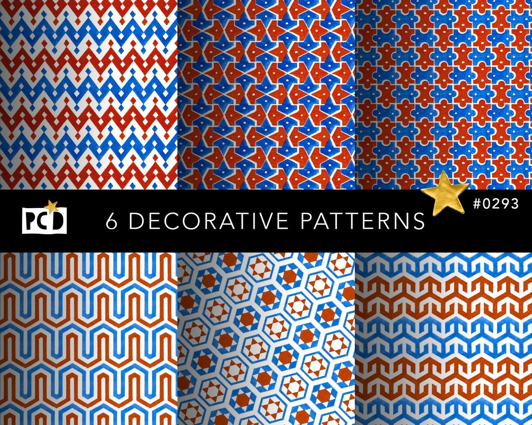 Red Blue Geometric Patterns | Hexagon Triangle Seamless Tile | Iznik ...