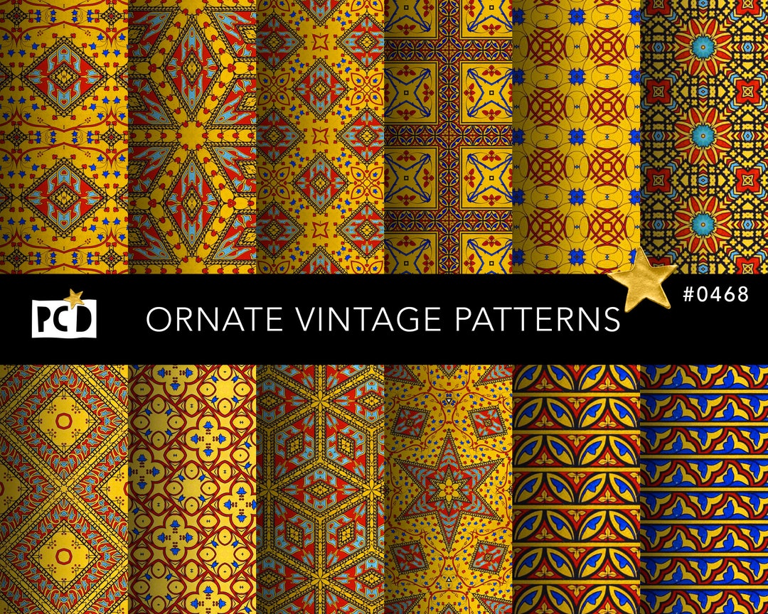12 Antique Gold Digital Paper Pack | Ornate Vintage Seamless Patterns ...