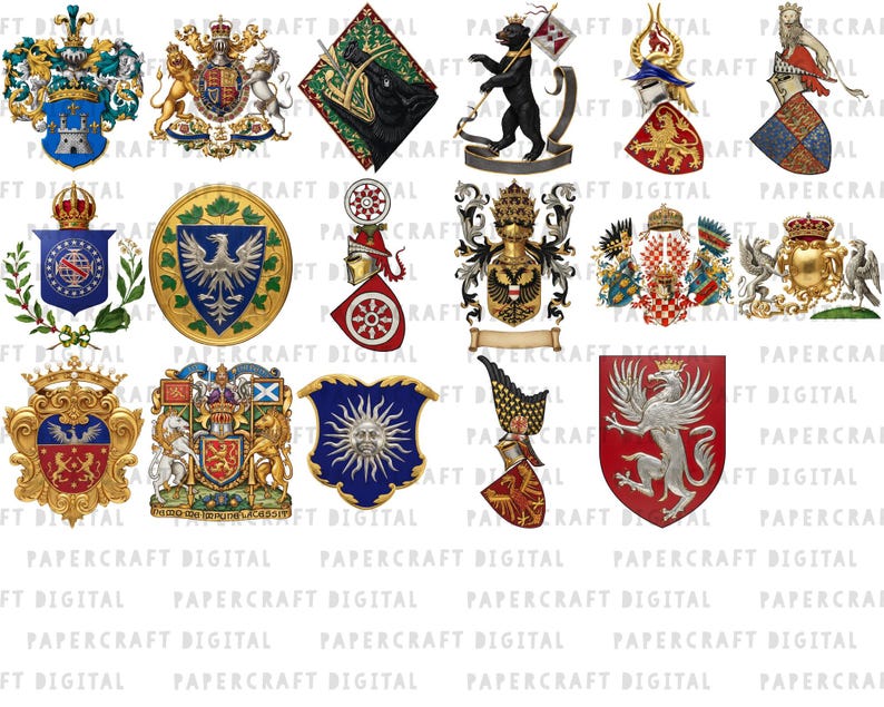 161 Medieval Heraldry Shields PNG | Antique Coat of Arms Clipart ...