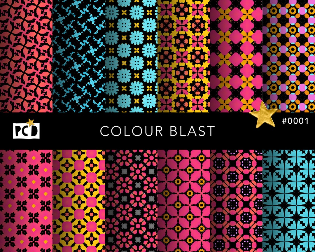 Modern Scrapbook Printable Paper | Bright Geometric Pattern | Seamless ...