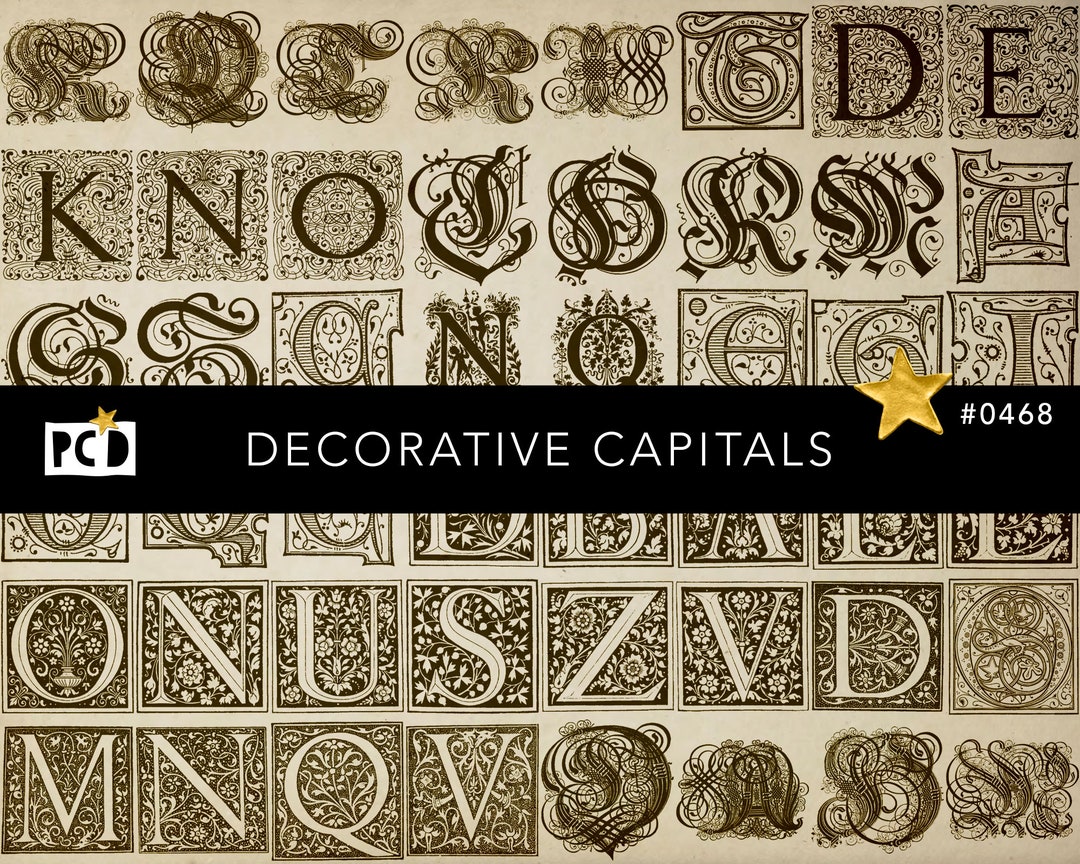 99 Decorative Initials PNG Mega Pack | Swirl Scrollwork Alphabet ...