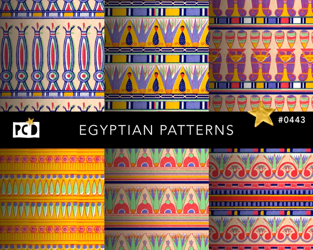 Ancient Egyptian Digital Paper Friezes ∣ Pharaonic Vintage Papers 300 ...