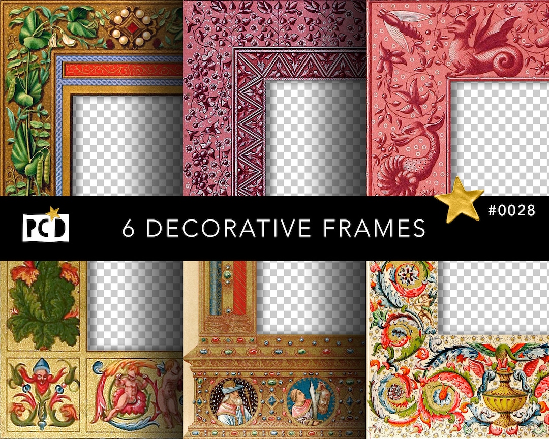 Illuminated ,manuscript, Border , Medieval ,decorative ,frame , Vintage ...