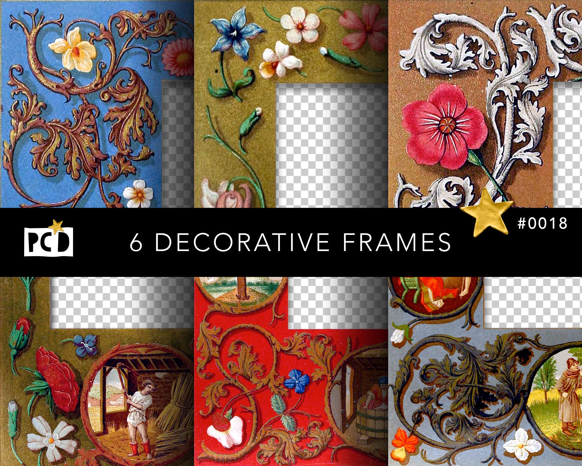 Illuminated Manuscript Border | Medieval Decorative Frame | Vintage ...