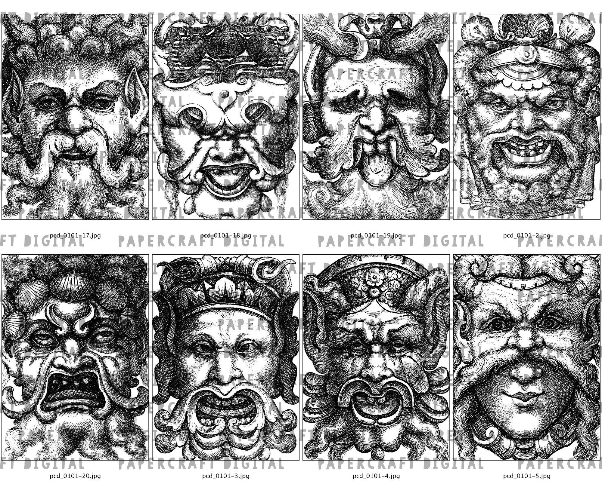 Ancient Greek Theatre Masks Old Digital Paper Pack - Etsy