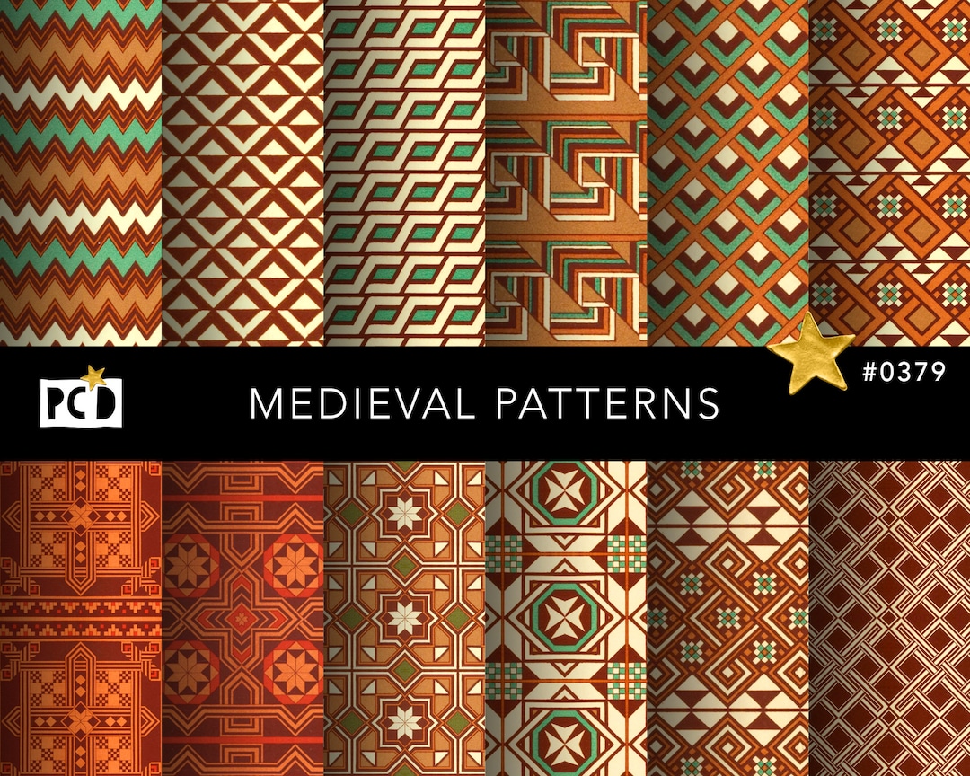 Medieval Printable Paper Patterns | Old Middle Ages Seamless Decorative ...