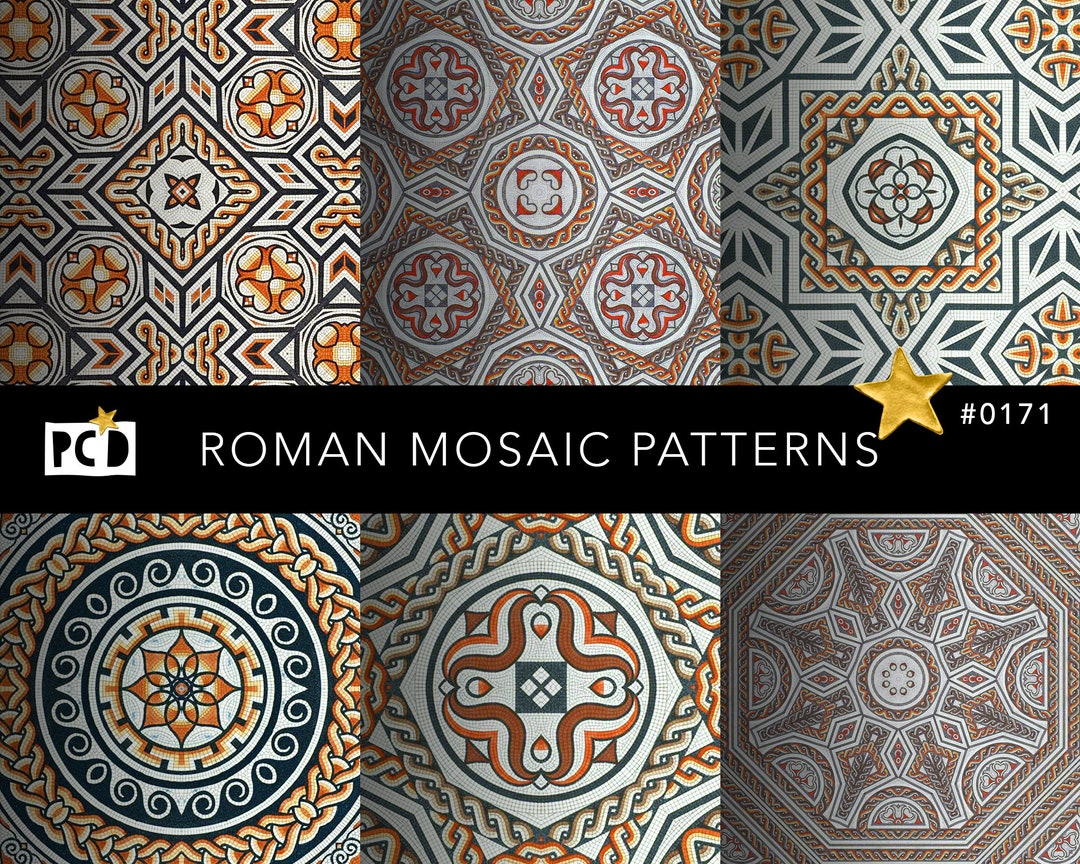 Vintage Scrapbook Printable Paper Old Roman Mosaic Pattern Decorative ...