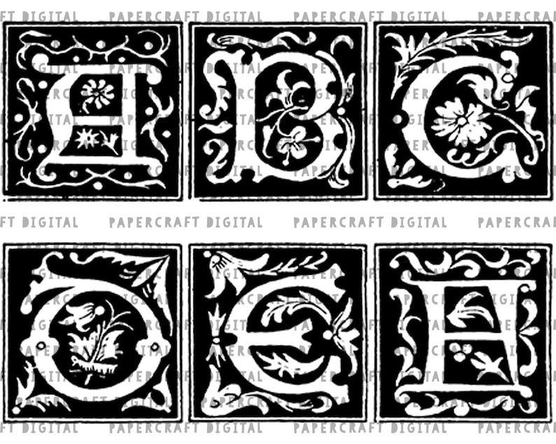 Old Medieval Illuminated Initials Medieval Alphabet | Etsy