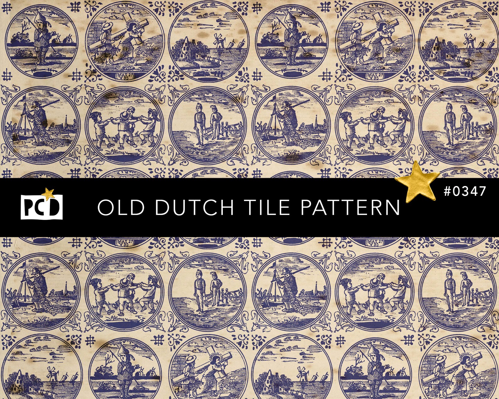 Vintage Scrapbook Printable Paper Old Dutch Tiles Pattern Seamless ...