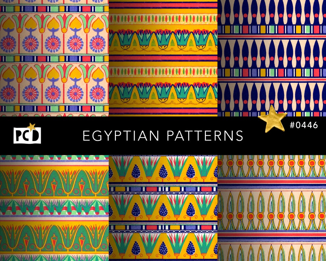Ancient Egyptian Seamless Patterns | Lotus Papyrus Historical Digital ...