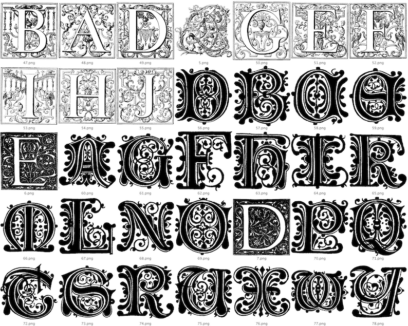 Decorative Antique Capital Letters Ornamental Vintage Lettering ...