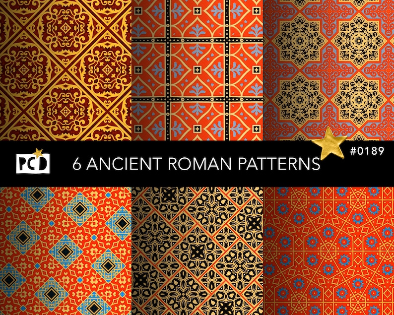 Vintage Scrapbook Printable Paper Old Ancient Roman Pattern Decorative ...