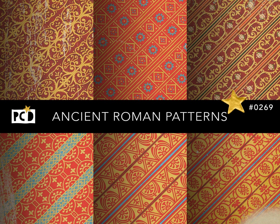 Distressed Roman Imperial Papers | Red Gold Fresco Texture Digital Art ...