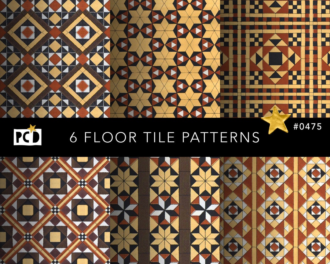 Vintage Floor Tile Patterns | Geometric Mosaic Printable Papers | Soap ...