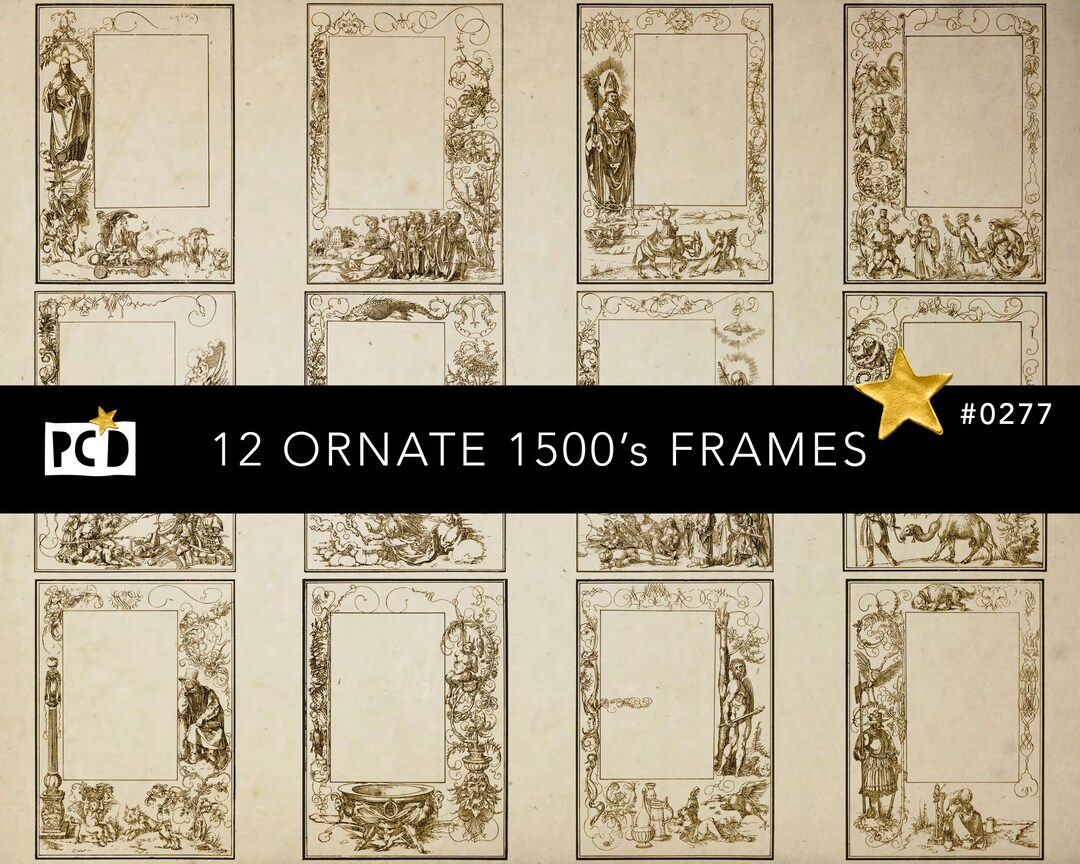 Illuminated Manuscript Border | Old 1500's Decorative Frame | Vintage ...