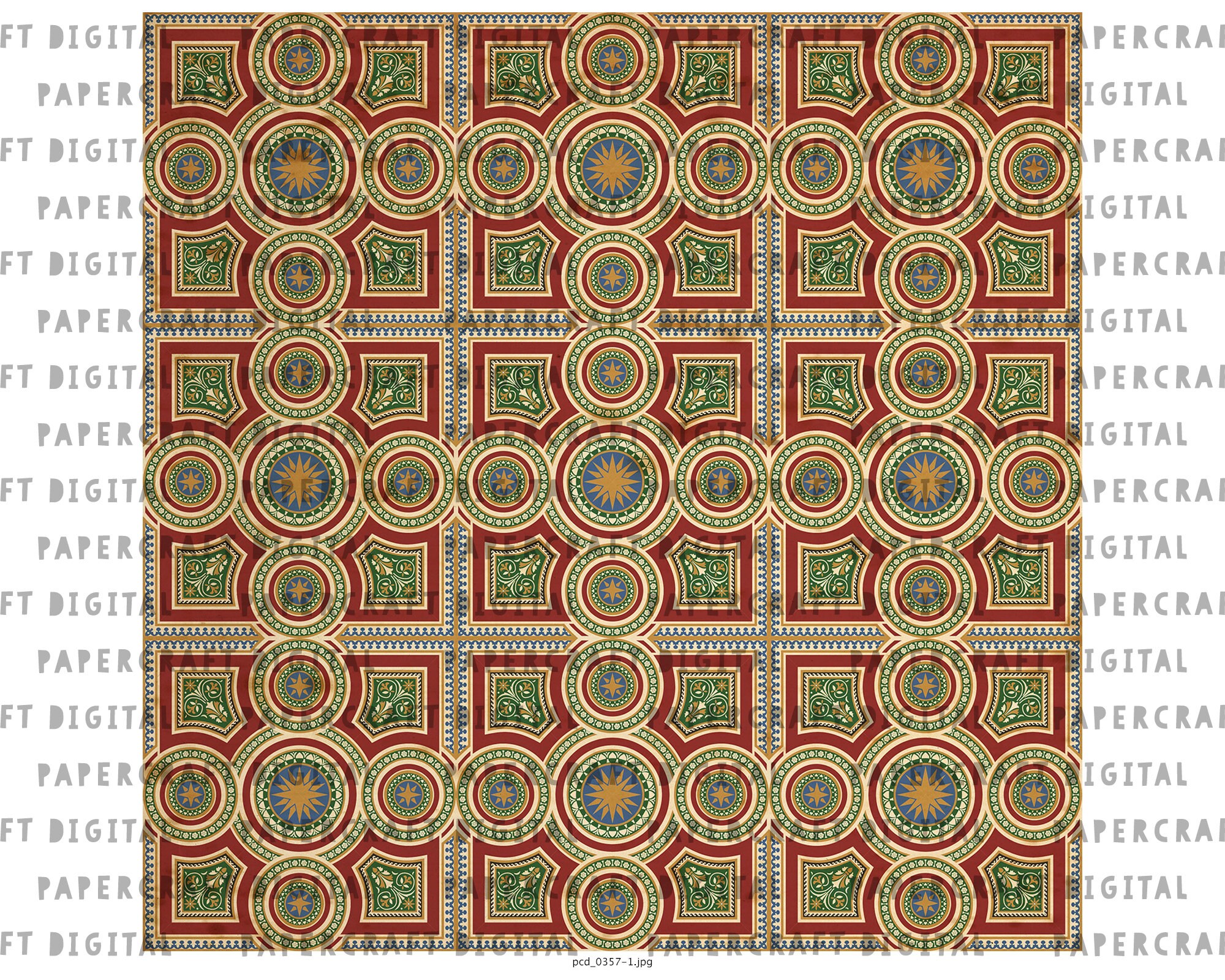 Roman Tile Patterned Printable Paper | Vintage Scrapbook Decorative ...