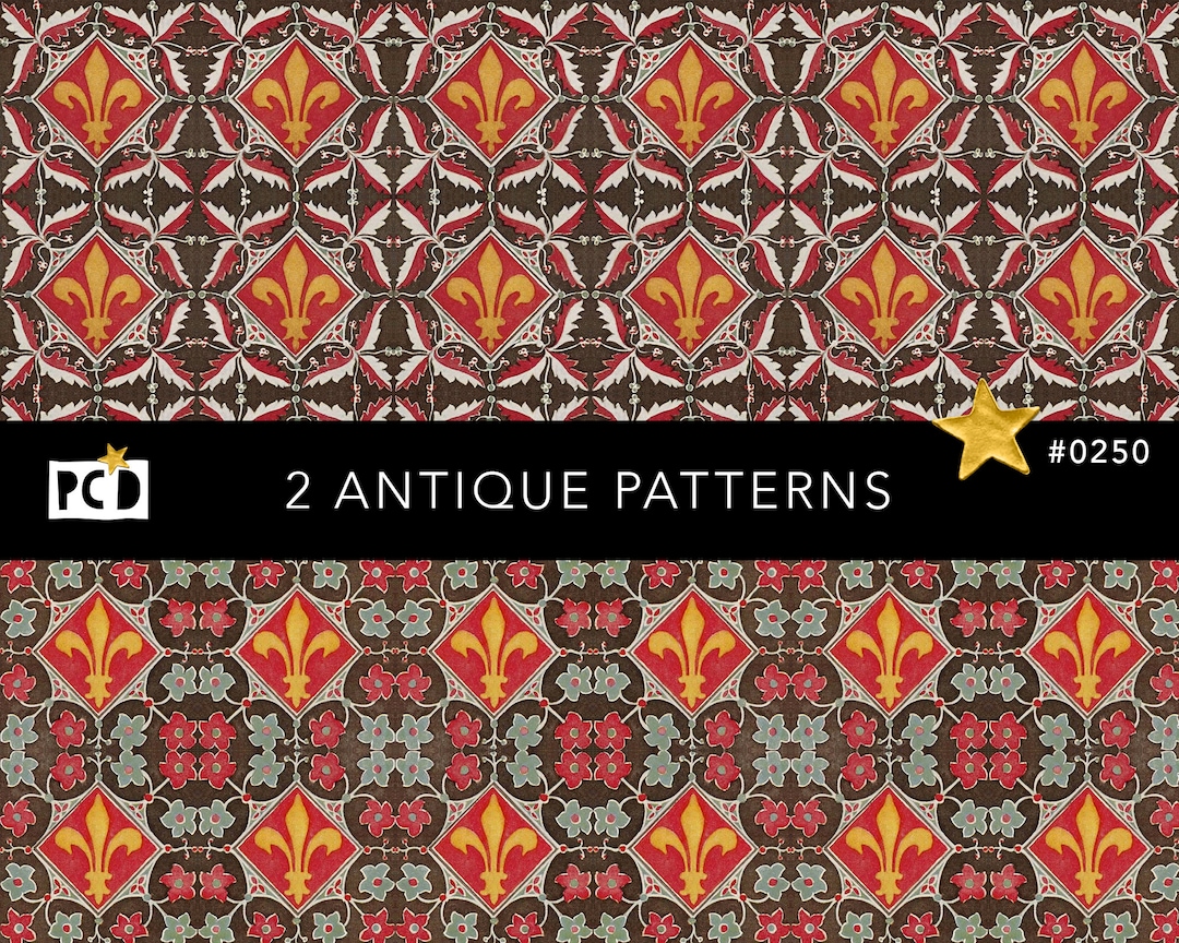 Vintage Scrapbook Printable Paper | Old Medieval Endpaper Pattern ...