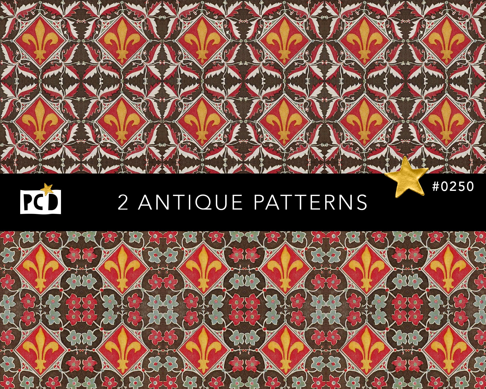 Vintage Scrapbook Printable Paper | Old Medieval Endpaper Pattern ...