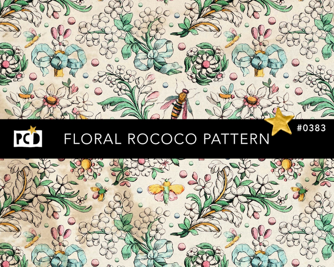 Vintage Floral Rococo Printable Paper | Old Decorative Flower Design ...