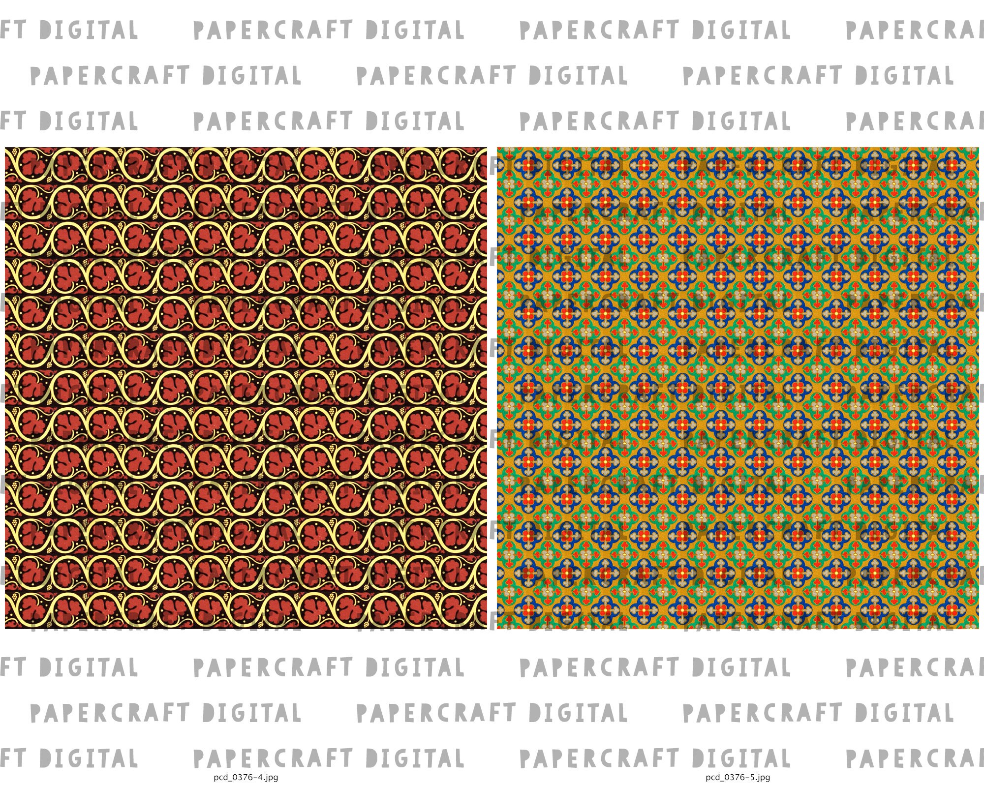 Medieval Printable Paper Patterns | Old Middle Ages Seamless Decorative ...