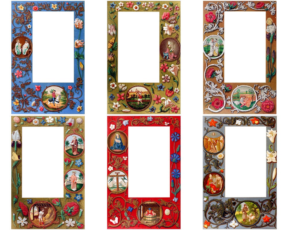 Illuminated Manuscript Border | Medieval Decorative Frame | Vintage ...