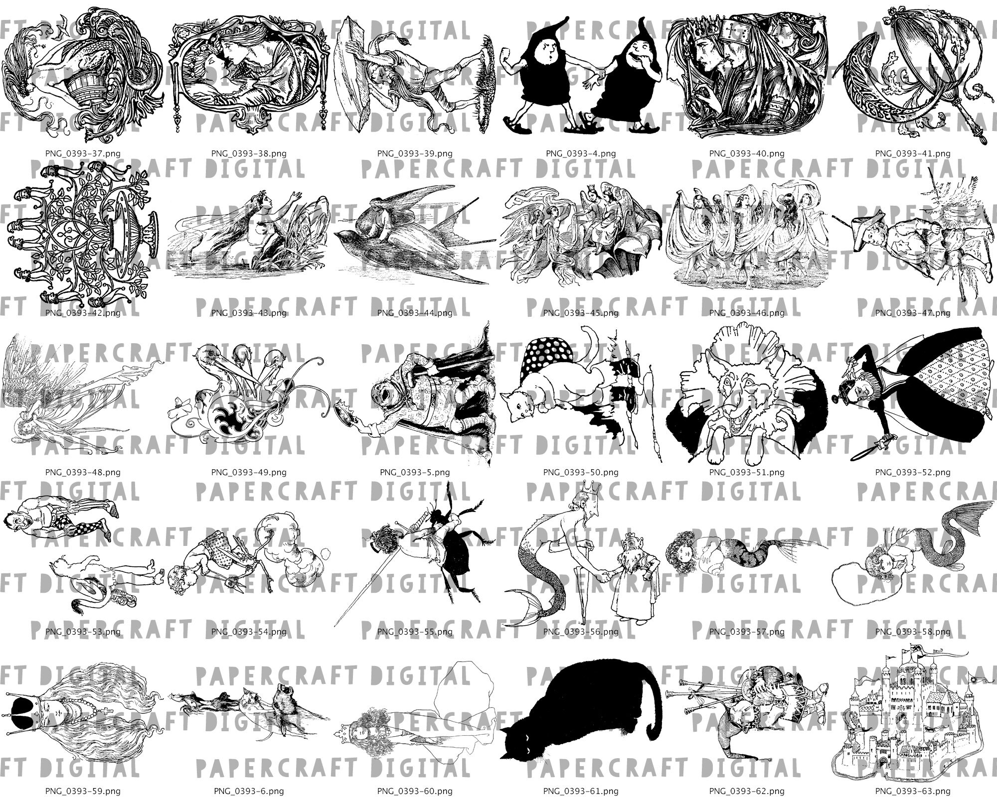 Old Fairy Tale Clip Art Set Transparent PNG Pack - Etsy